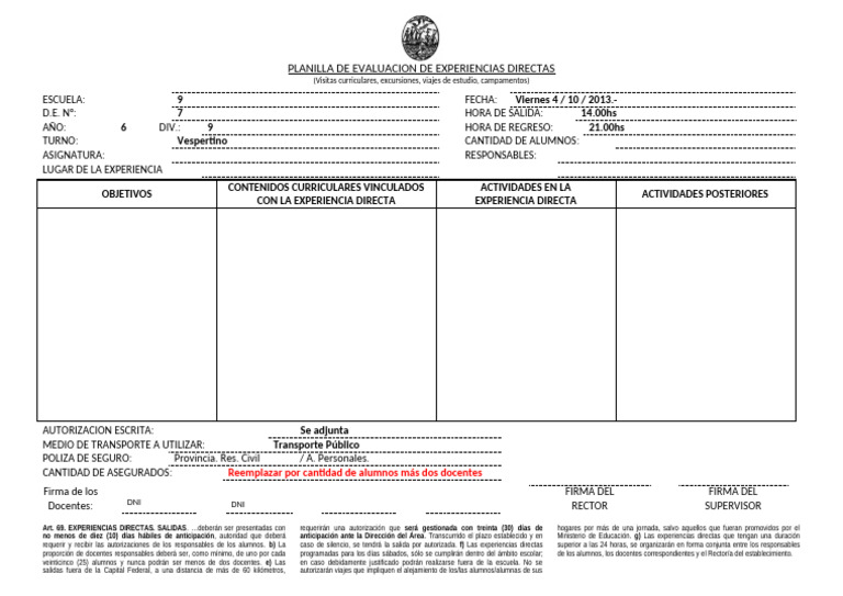 Form D - Planilla Experiencia Directa | PDF
