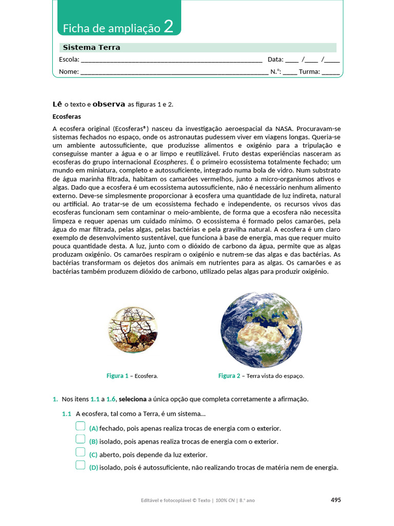 (4.2.2) CN8 - DP - (Fichas - Amplicacao2) | PDF | Algas | Ecossistema