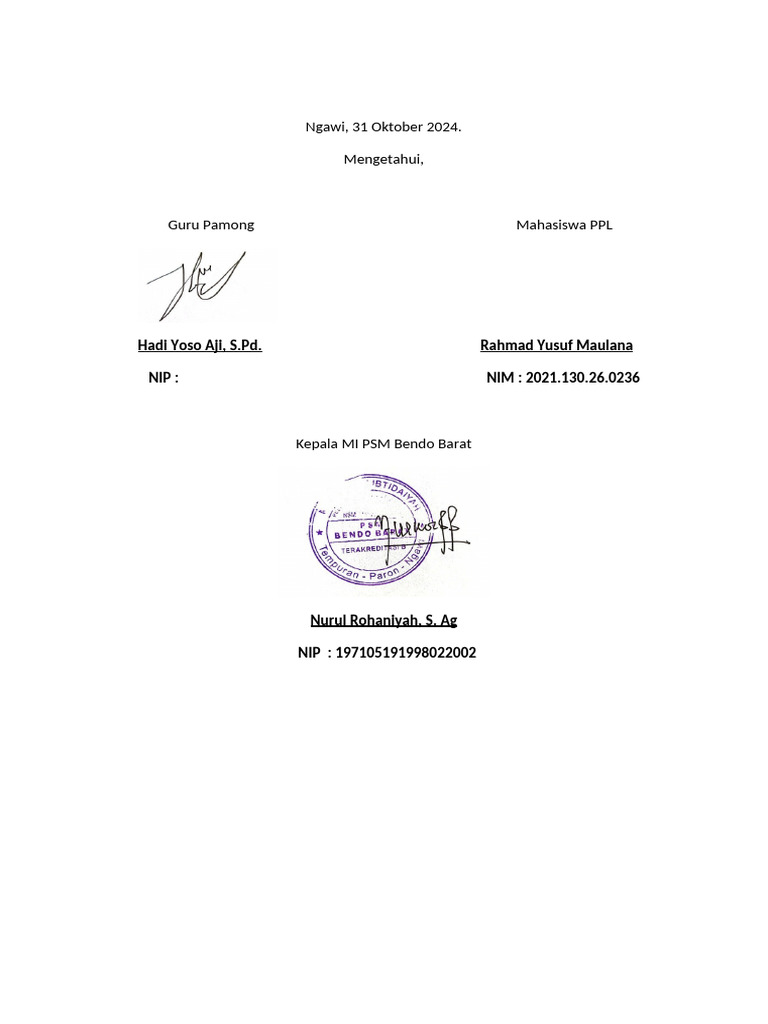 Tanda Tangan di Modul Ajar PPL | PDF