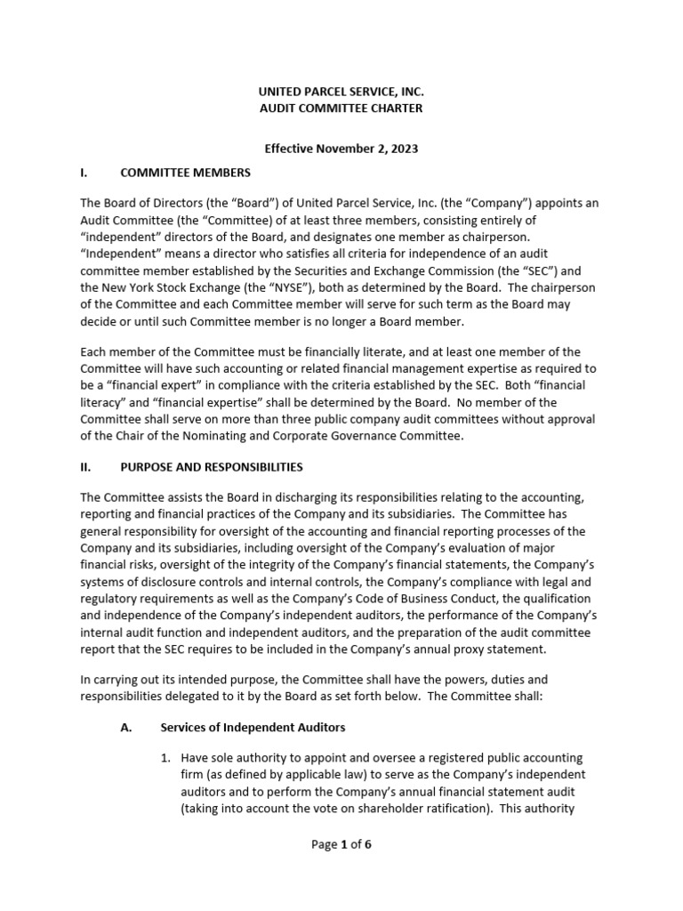 Audit Committee Charter | PDF | Audit | Audit Committee