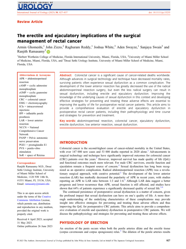 Int J of Urology - 2023 - Ghomeshi - The erectile and ejaculatory implications of the surgical ...