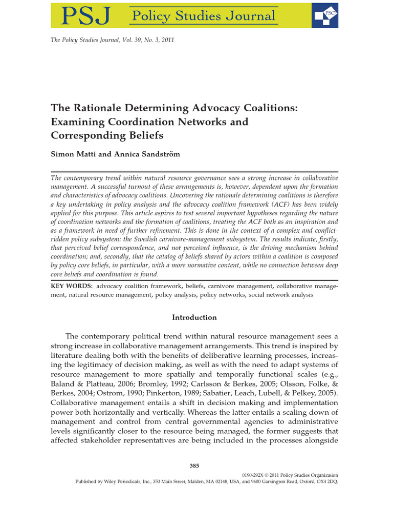 The Rationale Determining Advocacy Coali | PDF | Coefficient Of Determination | Regression Analysis