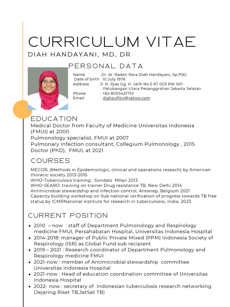 CV Diah Handayani 2024 | PDF | Tuberculosis | Pulmonology