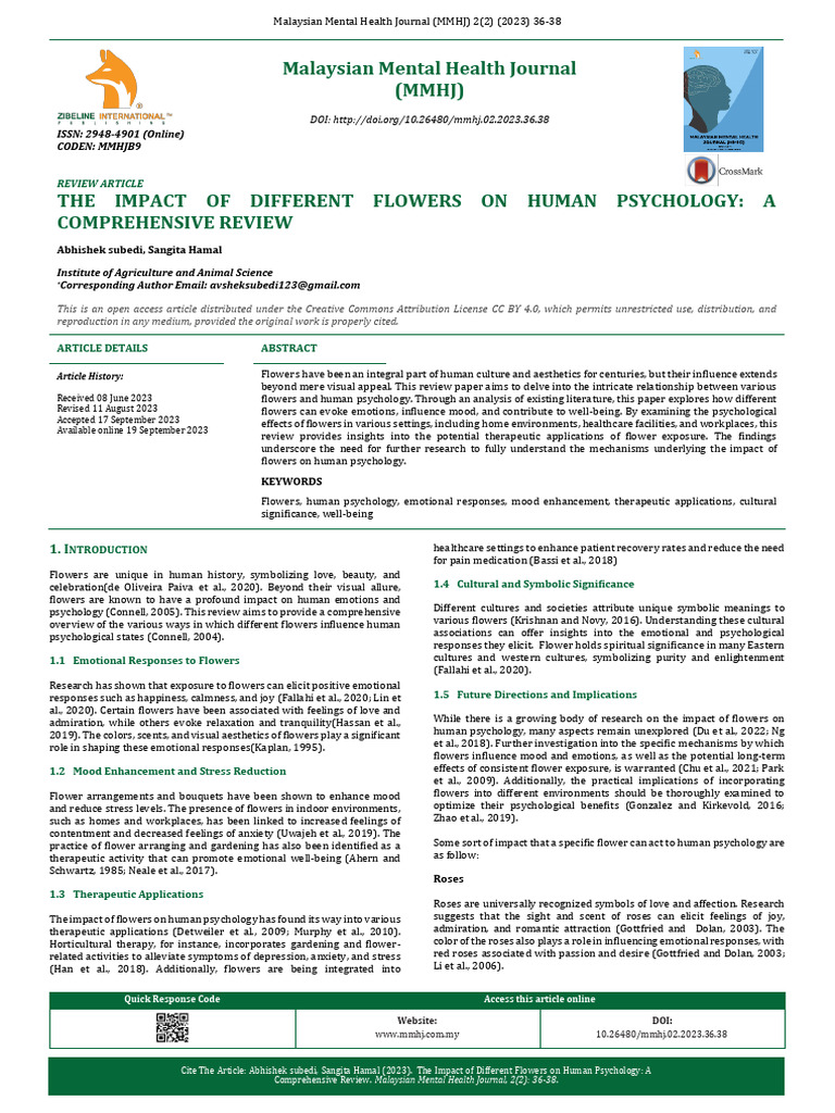 Effects of Flowers on Human Psychology | PDF | Emotions | Psychology