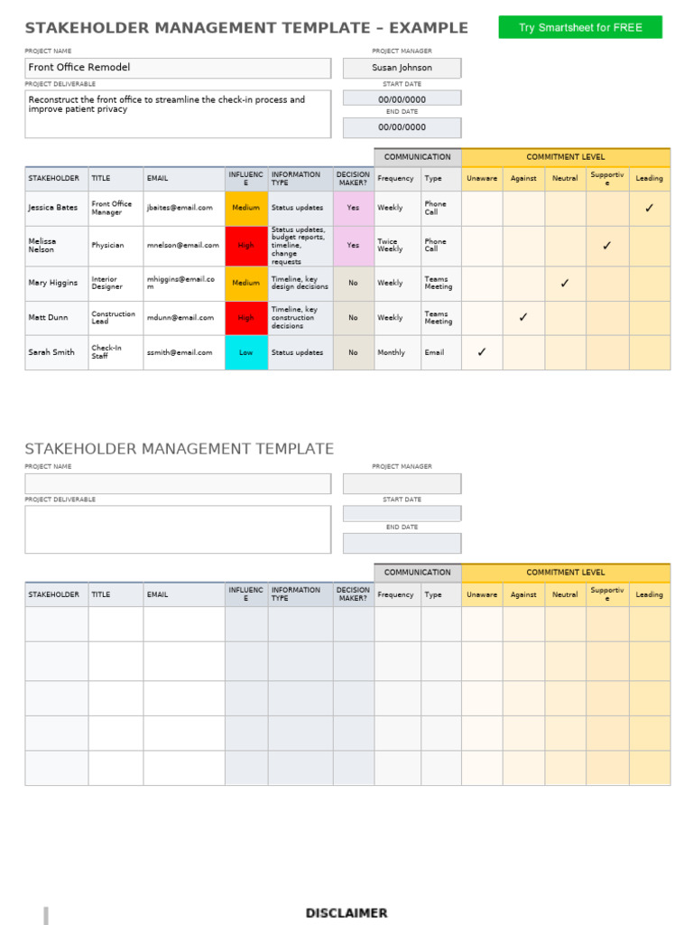 Stakeholder Management Template Example | PDF