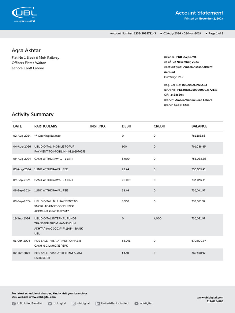 UBL-02-Nov-2024 08_54_34 | PDF | Visa Inc. | Debit Card