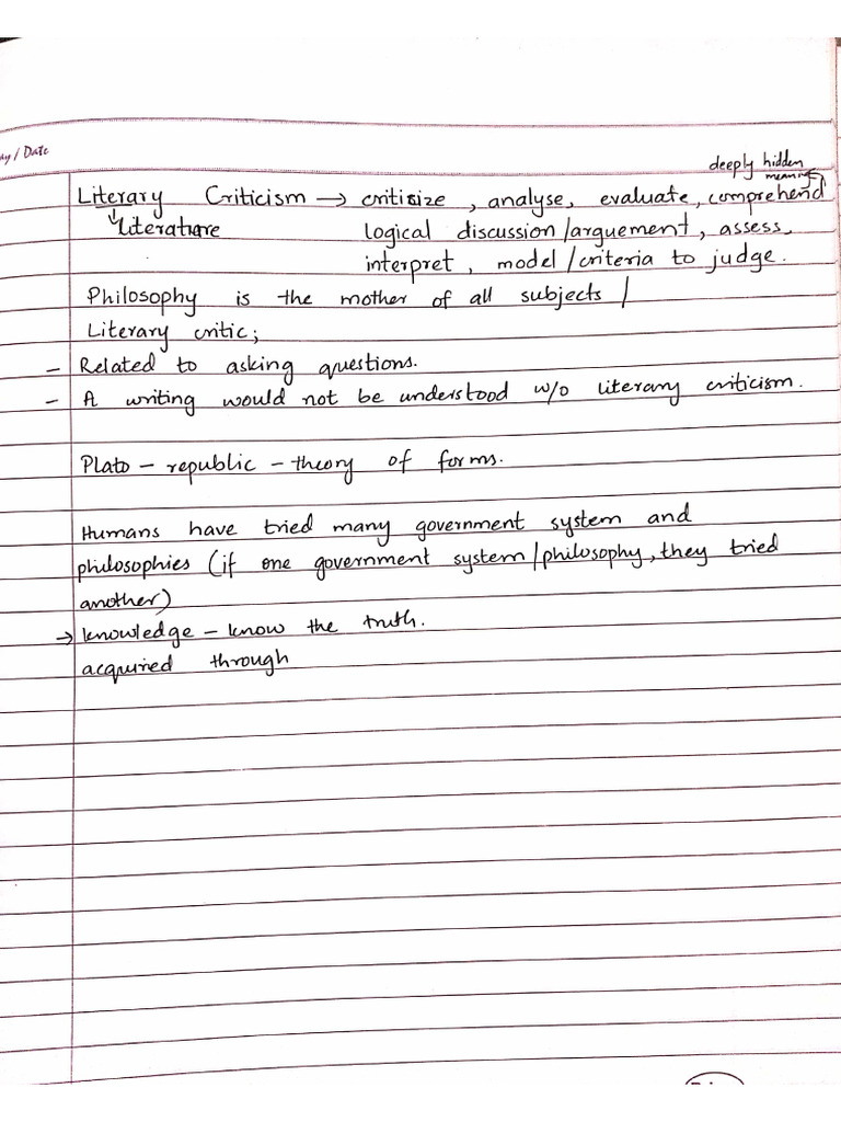 Literary Criticism Class Lecture | PDF