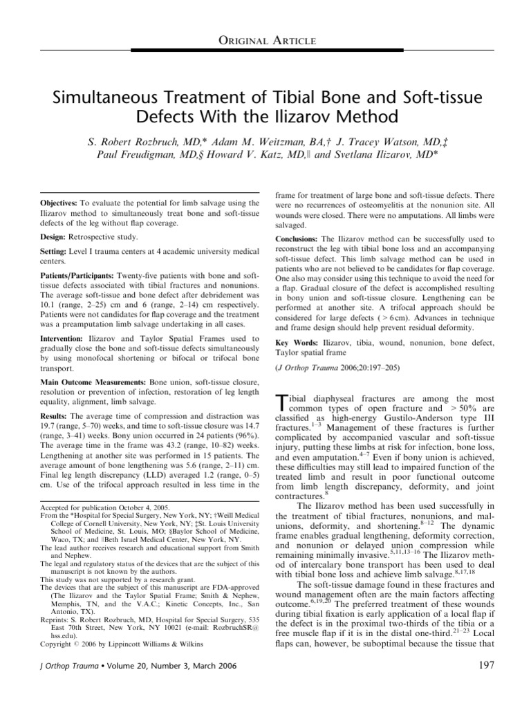 Simultaneous Treatment of Tibial Bone and Soft-Tissue Defects With The ...