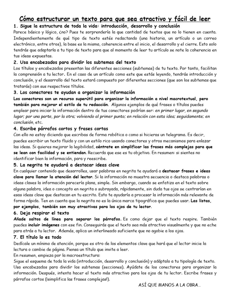 Estructura de Texto Atractivo y Legible | PDF