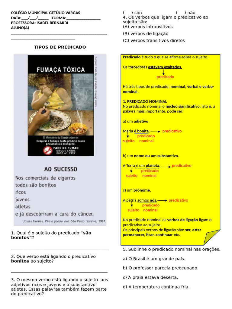 apostila de predicado | PDF | Predicado (gramática) | Assunto (gramática)