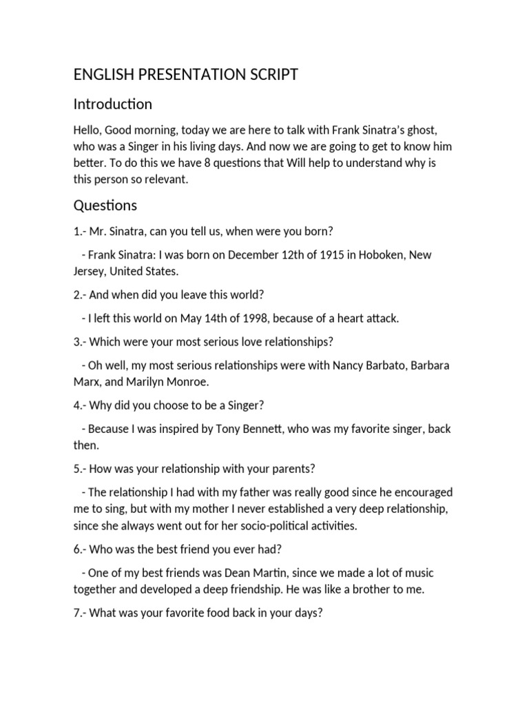 English Presentation Script | PDF