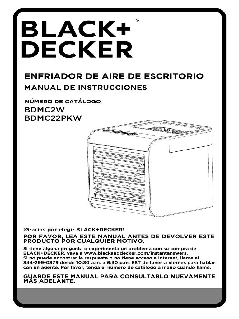 Manual de instrucciones Enfriador de escritorio Black & Decker | PDF | Agua | Enchufes y tomas ...