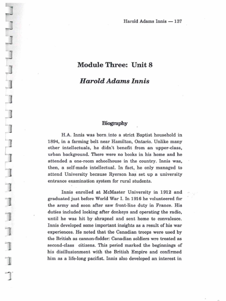 Week 9 Reading Hissey On Innis | PDF