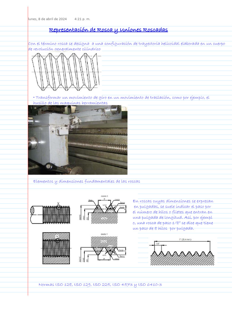 Roscas y Uniones Roscadas | PDF | Tornillo | Metalurgia