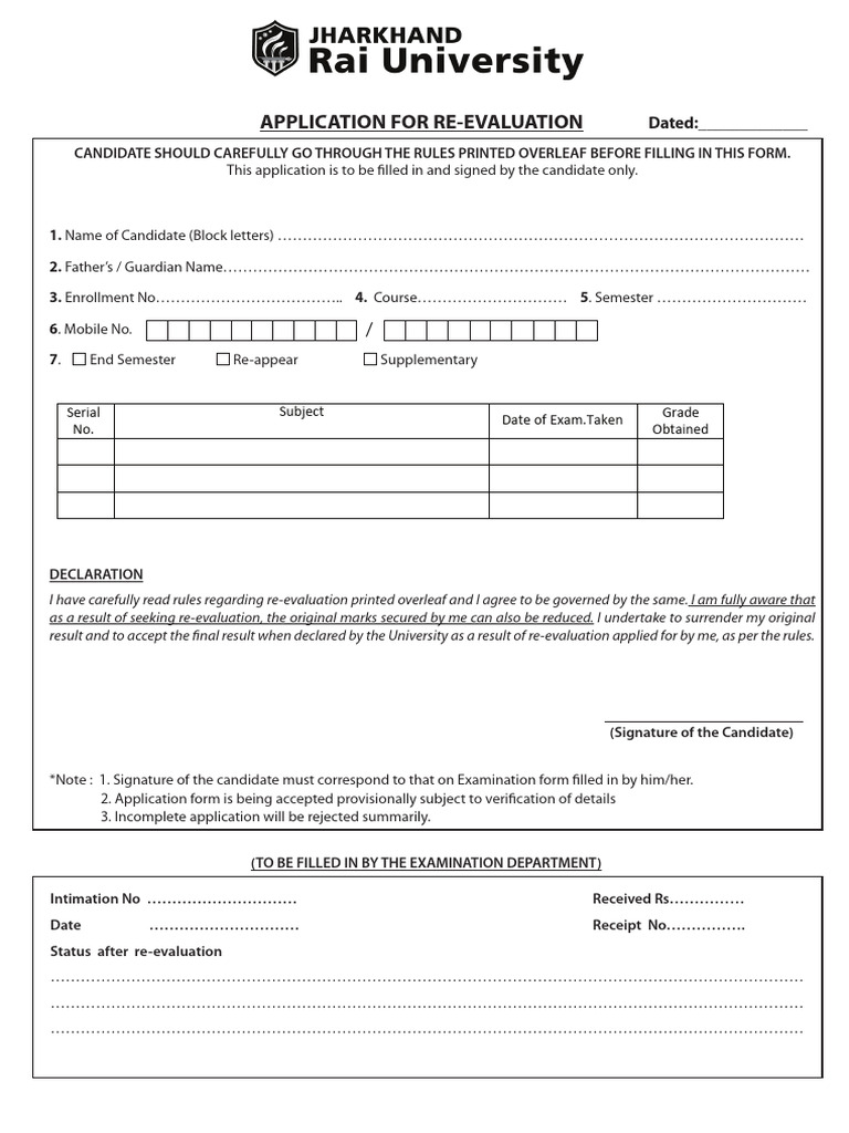 Re-Evaluation Form Latest | PDF