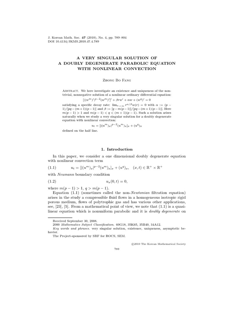 A Very Singular Solution Of A Doubly Degenerate Parabolic Equation With Nonlinear Convection