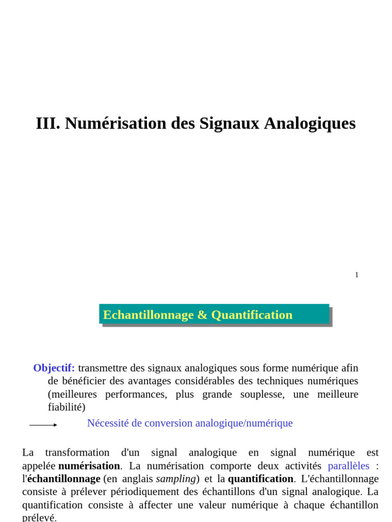 Ch3 TR Numanalogfin | PDF | Échantillonnage (signal) | Traitement numérique du signal