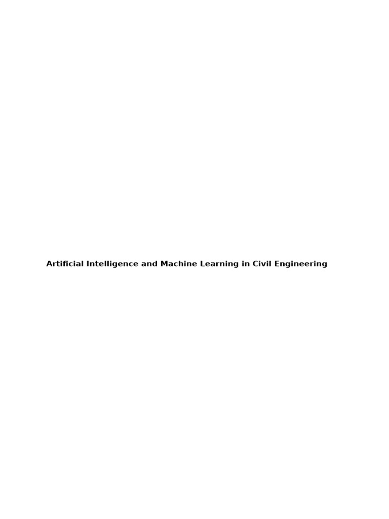 Artificial Intelligence and Machine Learning in Civil Engineering | PDF ...