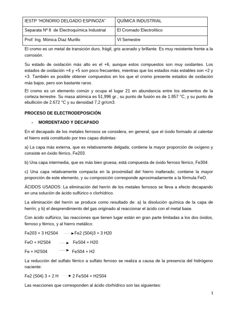Proceso de Cromado Electrolítico en Metales | PDF | Abrasivo | Hierro
