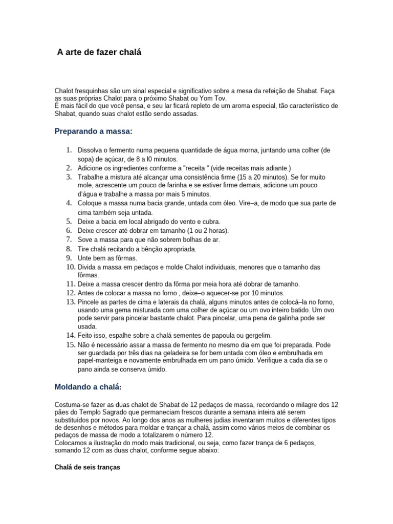 A Arte de Fazer Chalá | PDF | Massa | Massa