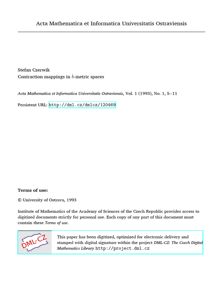 Contraction Mappings In B Metric Spaces Pdf Mathematical Relations Mathematical Analysis