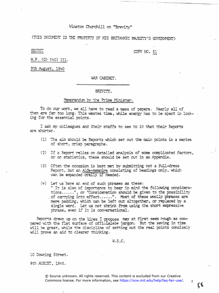 Churchill On Brevity | PDF