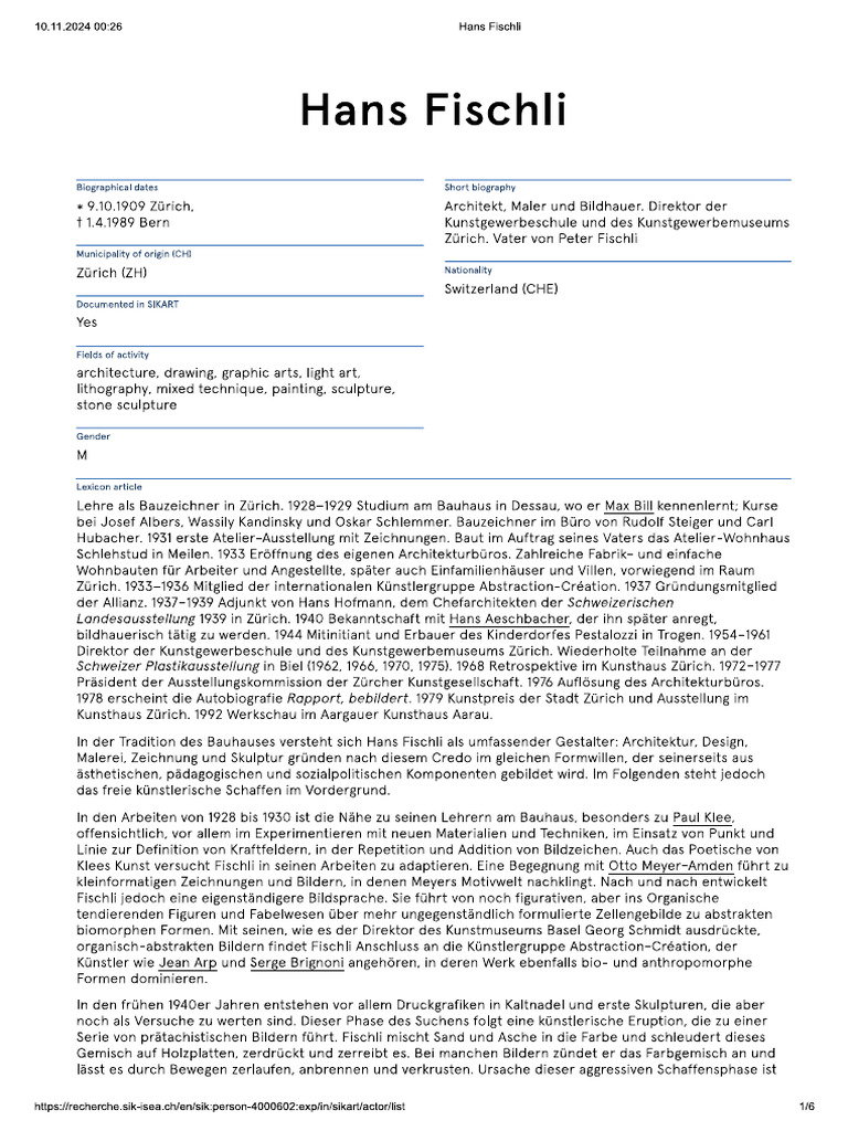 Hans Fischli | PDF
