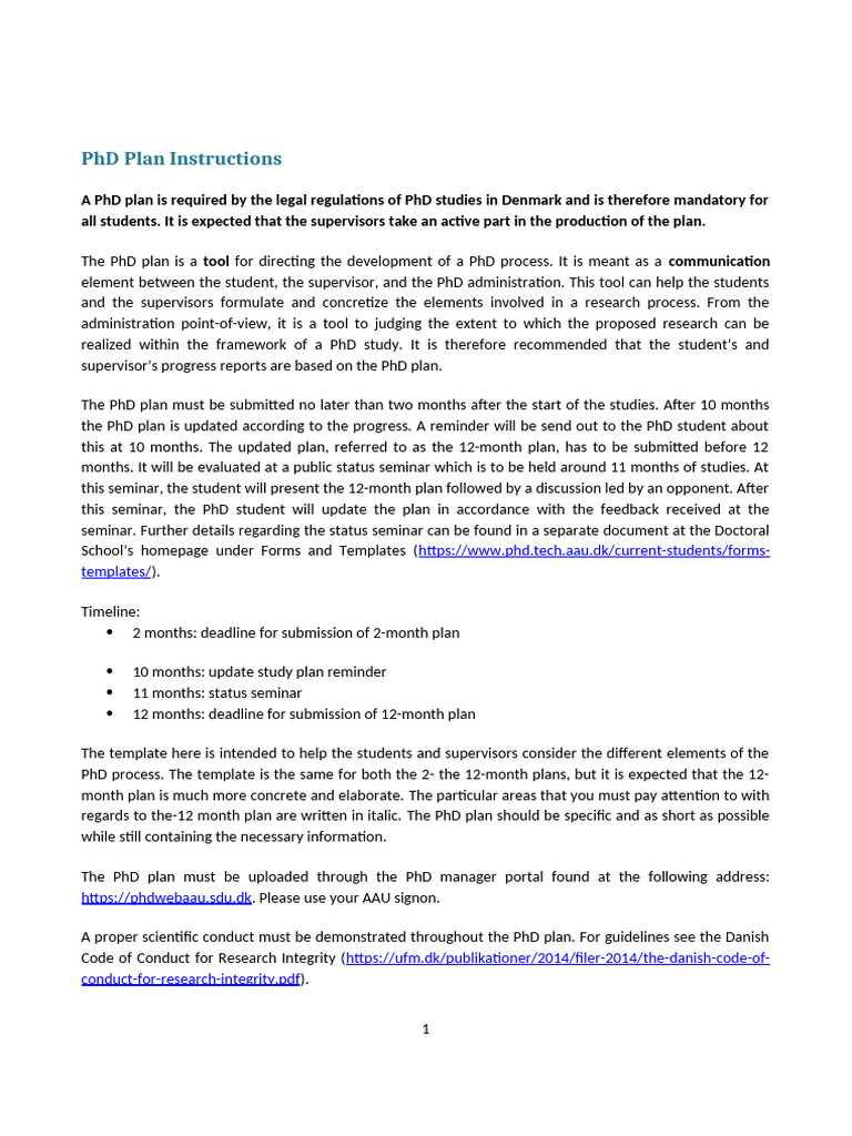 PHD Plan Template March 2020 | PDF | Doctor Of Philosophy | Methodology