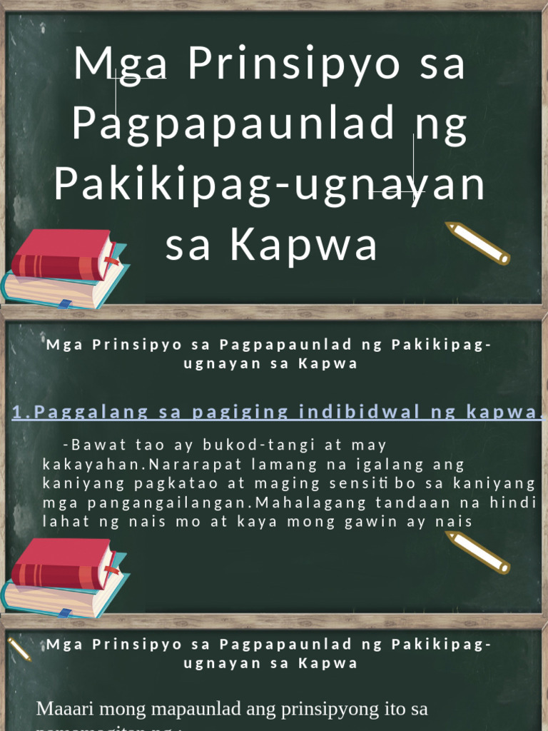 Mga Prinsipyo Sa Pagpapaunlad NG Pakikipag-Ugnayan Sa Kapwa | PDF