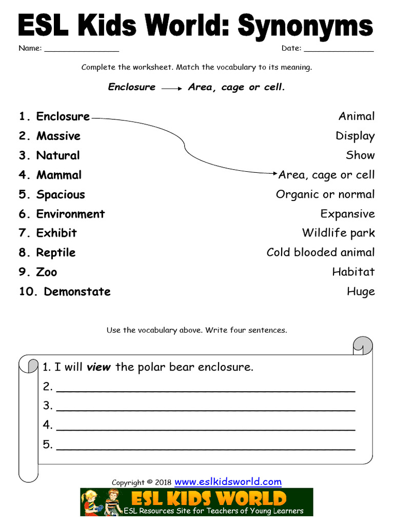 Synonym Match Up Worksheet 2 | PDF | Science & Mathematics