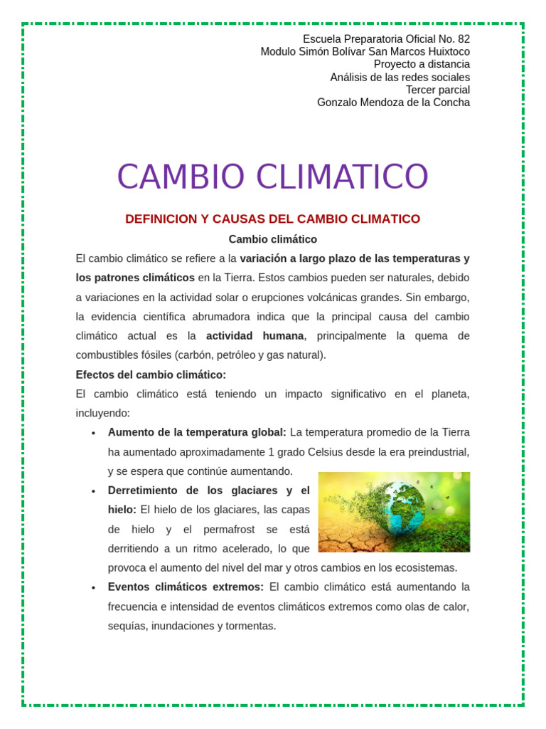 Cambio Climatico | PDF | Gases de efecto invernadero | Cambio climático