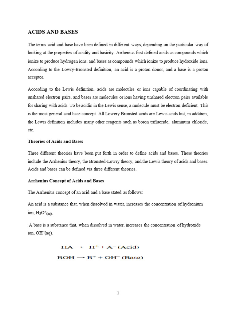 CHM 101 NOTE | PDF | Acid | Salt (Chemistry)