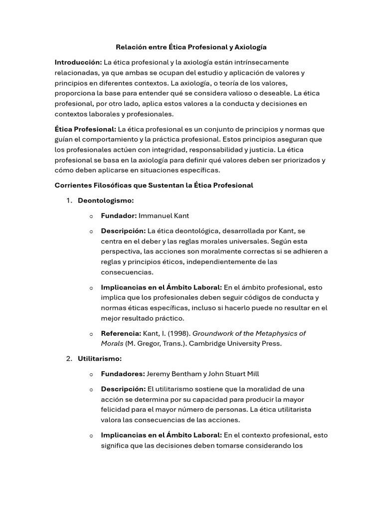 Lect 5-Relación Entre Ética Profesional y Axiología | PDF | Ética profesional | Axiología