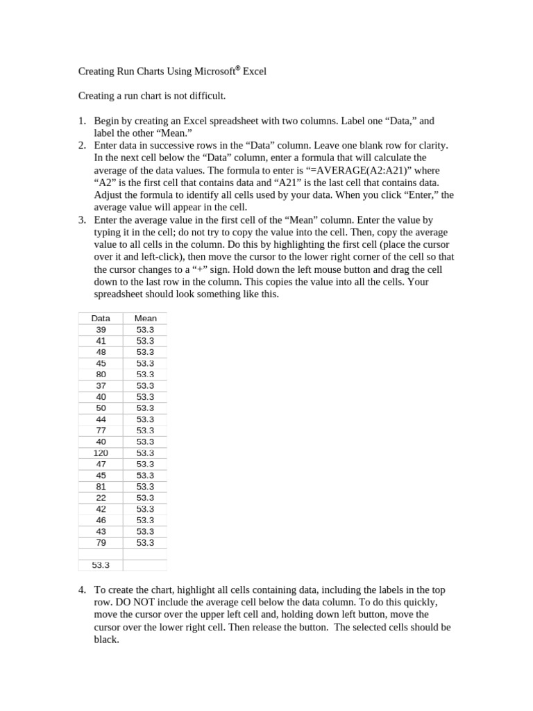 Creating Run Charts Using Microsoft Excel | PDF | Microsoft Excel ...