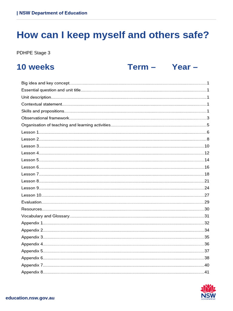 Pdhpe s3 Unit How Do I Keep Myself and Others Safe | PDF | Bullying ...
