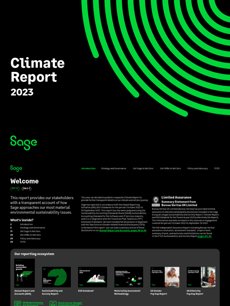 Sage Climate Report 2023 | PDF | Sustainability | Climate Change Mitigation