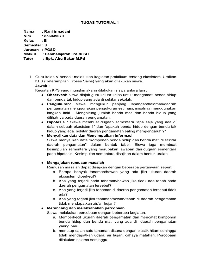 TT1 Ipa | PDF | Griya & Taman | Kesehatan Holistik