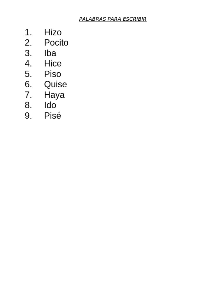 Palabras para Escribir | PDF | Artes del Lenguaje y Comunicación
