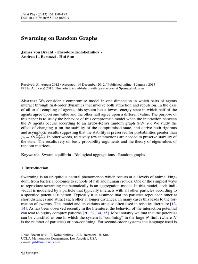Swarming random graph | PDF | Stability Theory | Matrix (Mathematics)