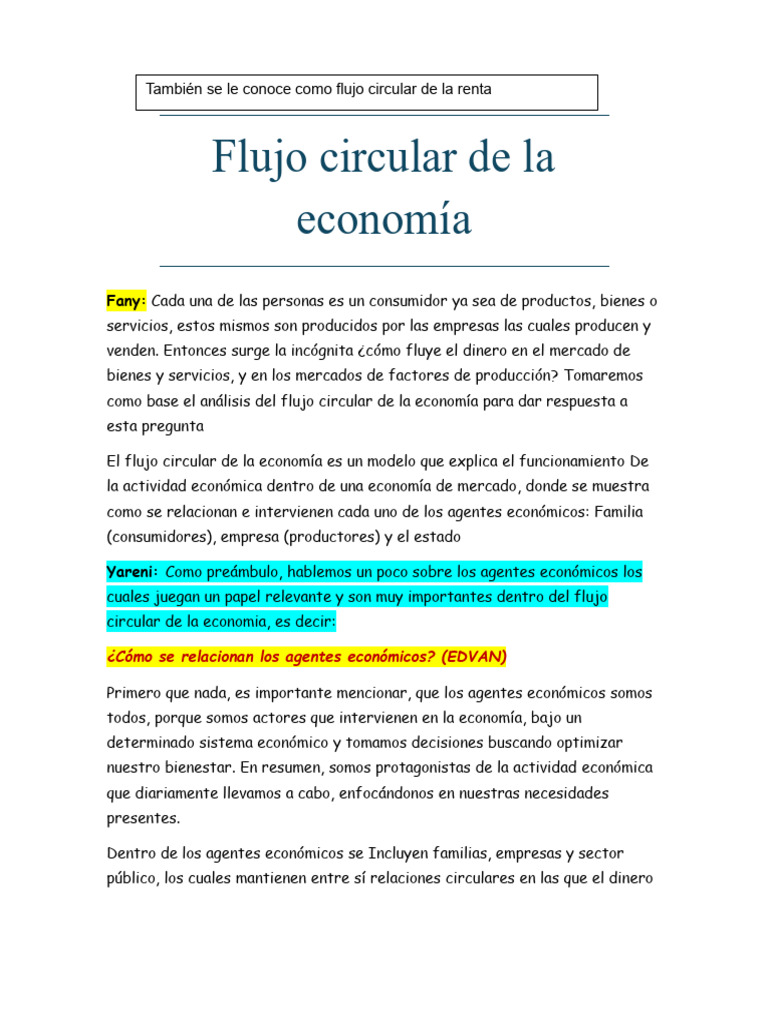 Flujo Circular de la Economía Explicado | PDF | Business | Mercado ...