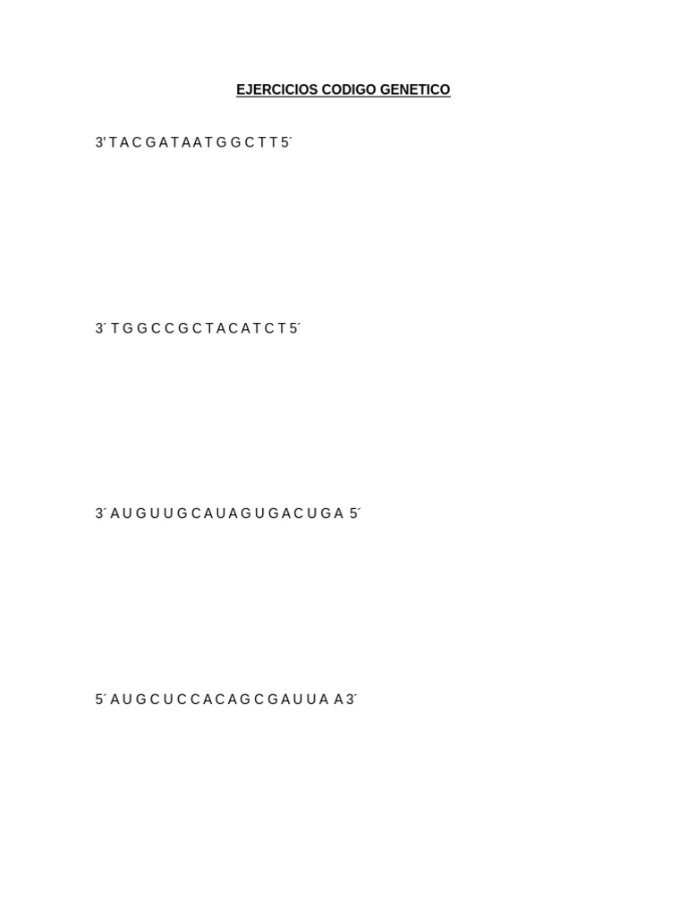 Ejercicios Codigo Genetico | PDF