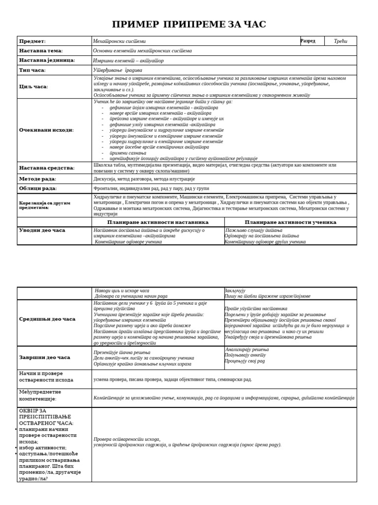Mehatronski Sistemi Niš | PDF