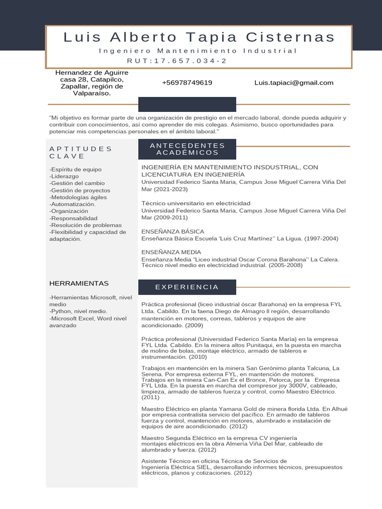 Curriculum Luis Tapia Cisternas Actualizado 2024 | PDF | Negocios ...