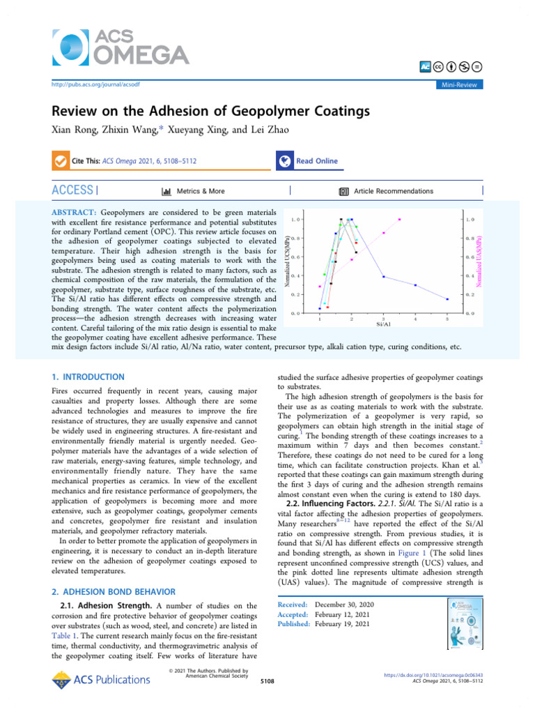 Rong Et Al 2021 Review On The Adhesion of Geopolymer Coatings | PDF ...