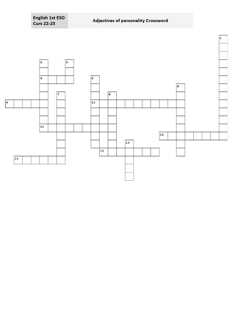 Adjectives CROSSWORD | PDF