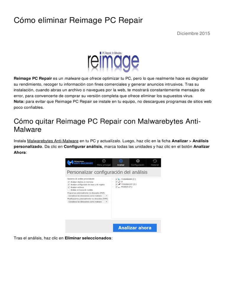 Como Eliminar Reimage PC Repair 24680 NZJCKL | PDF | Software | Informática