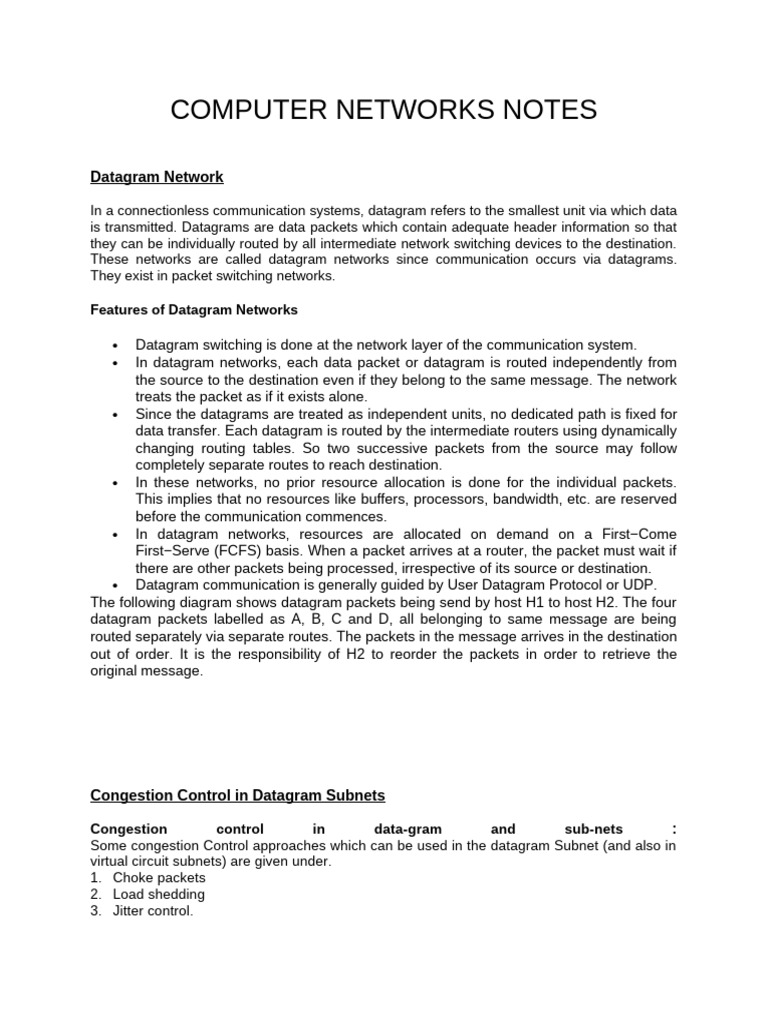 Datagram Networks & Routing Notes | PDF | Transmission Control Protocol ...