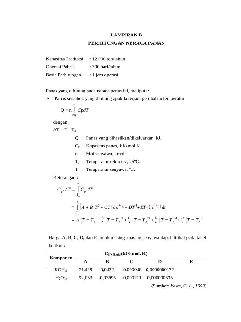 Lampiran 2 Neraca Panas Fix | PDF