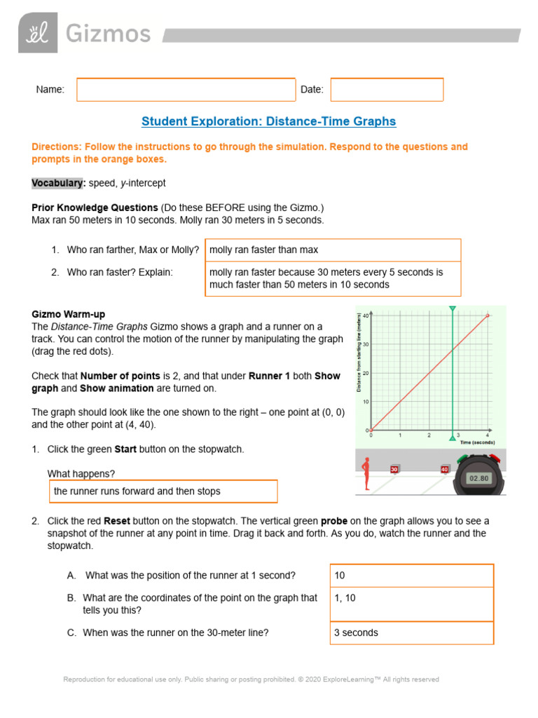 Solomon Araya - DistanceTime Gizmo | PDF | Speed