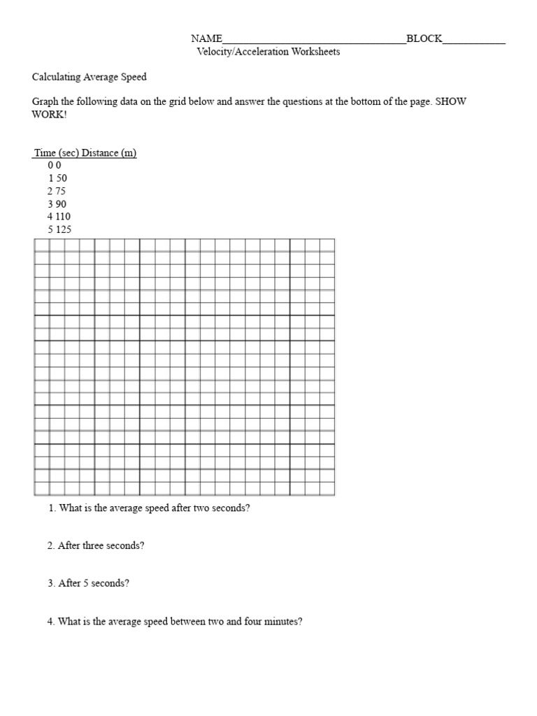 Velocity and Acceleration Graphing Practice | PDF | Velocity | Acceleration